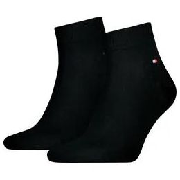 Kurzsocken Tommy Hilfiger "TH MEN QUARTER 2P", Herren, Gr. 43-46, schwarz, Baumwollmischung, normal, Socken, weicher, elastischer Rippenbund, klassisches Tommy Hilfiger Logo