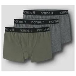 Trunk name it "NKMBOXER 3P", M&auml;dchen, Gr. 98, 3 Stk., grau (tea leaf pack:w, 2 x dunkelgrau melange), Jersey, Obermaterial: 95% Baumwolle, 5% Elasthan, meliert, eng, Unterhosen, eng, Jersey, Logoschriftzug, angesetztes B&uuml;ndchen