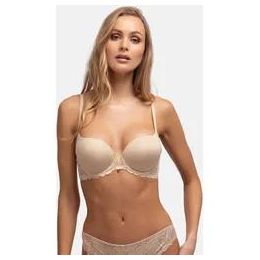 Push-up-BH Dorina "Claire", Damen, Gr. 80, Cup B, beige (natur), Spitze, Obermaterial: 84% Polyamid, 16% Elasthan, unifarben, BHs Push-up-BH, f&uuml;r maximales Volumen, extra dicke Kissen, 3/4 Cup