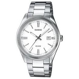 Quarzuhr, silber (silberfarben, wei&szlig;), Casio TIMELESS COLLECTION, Armbanduhren, Damen, Quarzuhr, Armbanduhr, Herrenuhr, Damenuhr, Datum, Neo-Display, Edelstahlarmband
