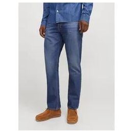 Jack & Jones Loose-fit-Jeans JACK & JONES "JJICHRIS JJORIGINAL SBD 921 SN", Herren, Gr. 32, L&auml;nge 34, blau (blau denim2), Denim/Jeans, Obermaterial: 100% Baumwolle, leichte Abriebeffekte, loose fit lang, Jeans, Baumwolle, loose fit