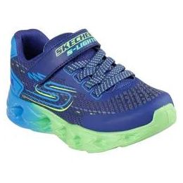 Sneaker Skechers "VORTEX 2.0", M&auml;dchen, Gr. 32, blau (navy, blau, limette), Lederimitat, Textil, kontrastfarbene Details, Schuhe Sneaker, Blinkschuh mit Klettverschluss, Gr&ouml;&szlig;enschablone zum Download