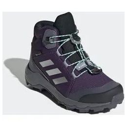 Wanderschuh Adidas TERREX "TERREX MID GORE-TEX", Kinder, Gr. 39, silber (aurora plum, silber metallic, semi flash aqua), Synthetik, Textil, Schuhe Wanderschuh, wasserdicht dank Gore-Tex Membrane