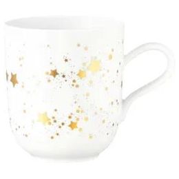 Becher Seltmann Weiden "Liberty - Golden Stars", gold (wei&szlig;, goldfarben), H:10cm &Oslash;:8,6cm, Porzellan, Trinkgef&auml;&szlig;e, Becher, Becher mit Henkel 0,40 l