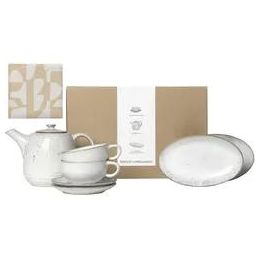 Teeservice Broste Copenhagen "Single Geschirr-Set Nordic Sand, inkl. 1 P&auml;ckchen Papierserviette", beige (natur), 8 Stk., Keramik, Geschirr-Sets, Beliebte Geschirr Sets Exclusiv mit Geschenk