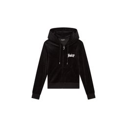 Juicy Couture Damen Kapuzennickijacke "ROBERTSON CAVIAR HOODIE _ Damen", schwarz, Gr. L, Samt, 95% Polyester, 5% Elasthan, Jacken, Trainingsjacke