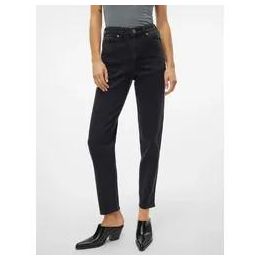 V&eacute;ro Moda Mom-Jeans VERO MODA "VMTESSA HR MOM JEANS RA220 GA NOOS", Damen, Gr. 29, L&auml;nge 34, blau (dunkelgrau denim), Denim/Jeans, Obermaterial: 99% Baumwolle, 1% Elasthan, unifarben, bequem kn&ouml;chellang, Jeans