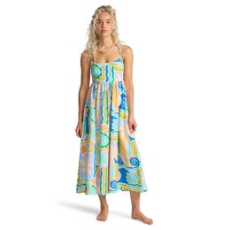 Billabong Damen Sommerkleid "Island Life Midi"blau multi, Gr. L, Obermaterial: 85% Walkfrottier, 15% Leinen;, Kleider