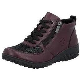 Sneakerboots Rieker, Damen, Gr. 42, lila (brombeere, schwarz), Lederimitat, Schuhe Sneakerboots, High Top Sneaker, Schn&uuml;rboots, Stiefelette mit weichem Schaftrand