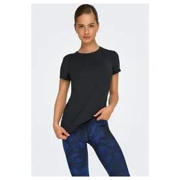 Trainingsshirt Only Play "ONPBREE LIFE ON SS REG TEE NOOS", Damen, Gr. S, schwarz, Single Jersey, Obermaterial: 88% Polyester, 12% Elasthan, unifarben, regular fit normal, Rundhals, Shirts