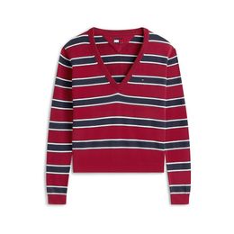 Tommy Jeans Pullover 'Essential' Damen Gr&ouml;&szlig;e XS navy / dunkelrot / naturwei&szlig;