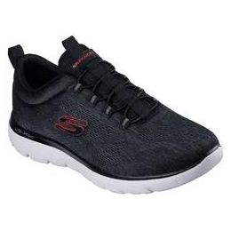Slip-On Sneaker Skechers "SUMMITS", Herren, Gr. 39, schwarz, rot, Textil, Schuhe, Freizeitschuh, Slipper, Komfortschuh mit elastischer Bungee-Schn&uuml;rung