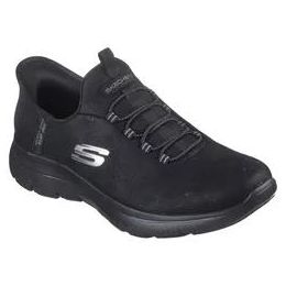 Slip-On Sneaker Skechers "SUMMITS", Damen, Gr. 35, schwarz, Textil, unifarben, Schuhe Sneaker, Slipper, Freizeitschuh, Halbschuh in veganer Verarbeitung