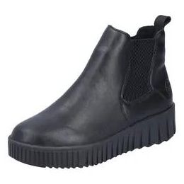 Winterboots Rieker, Damen, Gr. 41, schwarz, Lederimitat, unifarben, Schuhe Winterboots, Chelseaboots, Plateausneaker, Stiefelette, Rei&szlig;verschluss und Stretch