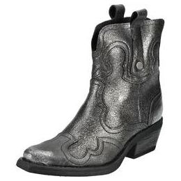 Bikerboots Steve Madden "Steve Madden Stiefelette Leder", Damen, Gr. 38, silber, Leder, Schuhe Bikerboots