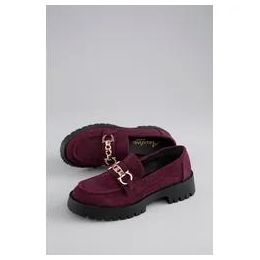 Loafer ANISTON SHOES, Damen, Gr. 41, bordeaux, Velourslederimitat, Schuhe Loafer Business-Slipper, Slipper, Halbschuh mit Bequemweite G (=weit) - NEUE KOLLEKTION