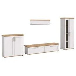 Wohnwand Home Affaire "Cosenza", sibu l&auml;rche nachbildung, B:336cm H:161cm T:40cm, Kastenm&ouml;bel-Sets, Wohnwand, Cosenza, Breite: 336 cm, Vitrine, Highboard, Lowboard, Wandboard