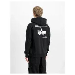 Kapuzensweatshirt Alpha Industries "Label Hoodie BP", Herren, Gr. S, schwarz, angeraute Sweatware, Obermaterial: 80% Baumwolle, 20% Polyester, bedruckt, regular fit normal, Rundhals, Rippb&uuml;ndchen, Sweatshirts