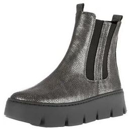 Stiefelette Gabor "Gabor Stiefelette Leder", Damen, Gr. 40, silber (grau, silber), Leder, Schuhe Stiefelette