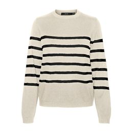 V&eacute;ro Moda VERO MODA Damen Rundhalspullover "VMSABA PLAIN LS O-NECK PULLOVER GA NOOS", schwarz, Gr. XL, gestreift, Strick, Obermaterial: 50% Viskose, 28%