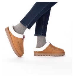 Rieker Damen Pl&uuml;sch Hausschuhe, Gr. 40nussbraun, sanftes wei&szlig;, Textil, Veloursleder, ethno, Schuhe, Pantoffel, Wohlf&uuml;hlschuh, Homeslipper mit