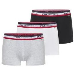 Boxershorts Fila "MAN BOXER SHORTS", Damen, Gr. XXL, wei&szlig; (schwarz, wei&szlig; grau), Obermaterial: 95% Baumwolle, 5% Elasthan. Obermaterial 2: 67% Baumwolle, 28% Polyester, 5% Elasthan, unifarben, k&ouml;rpernah, Unterhosen, elastischer Logo-Webbund, ohne Eingriff