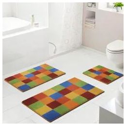 Badematte Grund "BONA", multicolor, H:20mm, Polyester, Badematten, Badematte, rutschhemmender R&uuml;cken, kariert, flauschig, weich