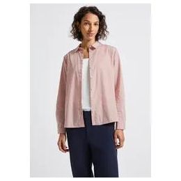 Langarmbluse Street One, Damen, Gr. 44, rosa (faded rose), Web, 100% Baumwolle, gestreift, normal normal, V-Ausschnitt, B&uuml;ndchen, Blusen, aus reiner Baumwolle