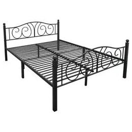 Metallbett OTTO HOME "LUND Landhausbett Bett M&auml;rchenbett Prinzessinbett", schwarz, schwarz, schwarz, B:146cm H:96cm L:209cm, Betten, Tr&auml;ume wie im M&auml;rchen: Dein romantisches Metallbett in 2 Breiten