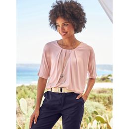 Heine Damen Kurzarmshirt "Shirt", beige, Gr. 36, unifarben, 95% Viskose, 5% Elasthan, Shirts