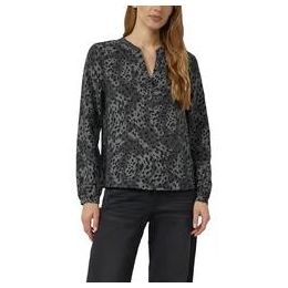 Langarmbluse s.Oliver, Damen, Gr. 36, grau schwarz, Web, Obermaterial: 84% Viskose, 16% Polyamid, regular fit normal, Rundhals, elastischer Bund, Blusen, mit All-Over Leo Print