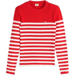Levi's LEVI'S Damen Rundhalspullover "RIB CREW SWEATER"adrienne stripe true, Gr. M, gestreift, Strick, Obermaterial: 53% Baumwolle, 32% Polyester, 13%