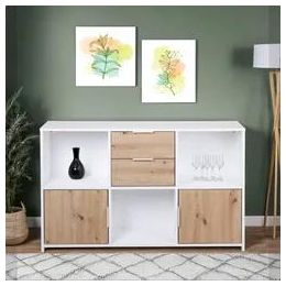 Sideboard Inter Link "Pepeto", wei&szlig;, artisan eiche nachbildung, B:120cm H:77cm T:30cm, Spanplatte, Sideboards, Sideboard, Modular, individuelle Gestaltung, BxTxH: ca. 120 x 30 x 77 cm