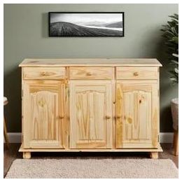 Sideboard Inter Link "Abaco", natur, B:130cm H:87cm T:43cm, Massivholz, Sideboards, Sideboard, Kiefer Massiv, Landhaus, BxTxH: ca. 130 x 43 x 87 cm