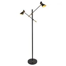 Searchlight Stehlampe "Diablo 2Lt LED Adjustable Floor Lamp - Black Metal & Gold", schwarz (matt schwarz und metallisch, gold), 2, H: 160cm, 1 Stk., Leuchten, Stehlampe
