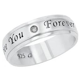 Fingerring Amor "Love You Forever" Gr. 58, silberfarben, Fingerringe, Damen, 58, Silber 925 (Sterlingsilber), 6mm, Fingerring