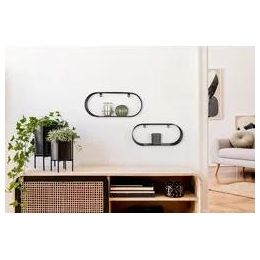 Wandregal Mirrors and More "Joyce", schwarz, B:38cm H:18cm T:10cm, Metall, Regale, Wandregal, Mit Metallstreben, Wandmontage