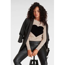 Laura Scott Damen Strickpullover, beige, Gr. 36, Jacquardmuster, mehrfarbig, Strick, Obermaterial: 50% Baumwolle, 50% Polyacryl, Pullover, mit