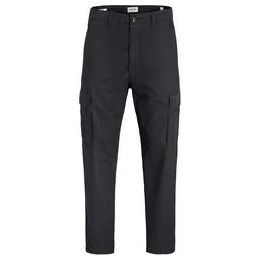 Jack & Jones Cargohose JACK & JONES "JPSTKANE FRANK CARGO NOOS", Herren, Gr. 30, L&auml;nge 32, schwarz, Web, Obermaterial: 98% Baumwolle, 2% Elasthan, unifarben, relaxed fit kn&ouml;chellang, Hosen Cargohose