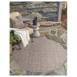 Teppich Carpet City "In-& Outdoorteppich Santorini 450, 3D-Effekt, Gestreift", braun, H:5mm &Oslash;:120cm, Polypropylen, Teppiche, Teppich, Wetterfest & UV-best&auml;ndig f&uuml;r Terrasse, Balkon, K&uuml;che, Flur