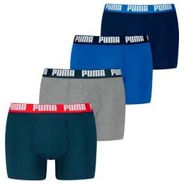 Boxershorts Puma "Puma MEN EVERYDAY BOXER 4P ECOM", Herren, Gr. S, blau (blau combo), Jersey, Obermaterial: 95% Baumwolle, 5% Elasthan, eng, Unterhosen, mit breitem Logo-Webbund