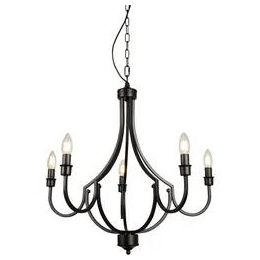 Searchlight Kronleuchter "Lodge 5Lt Pendant - Black Metal", schwarz, 5, &Oslash; 65cm H: 61cm, 1 Stk., Leuchten, Kronleuchter
