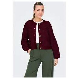 Jacqueline de Yong Strickjacke JDY "JDYEIRA LIFE L/S O-NECK CARDIGAN KNT", Damen, Gr. M, rot (cabernet), Strick, Obermaterial: 90% Polyester, 5% Wolle, 3% Elasthan, 2% sonstige Fasern, unifarben, normal, Rundhals, Strickjacken Strickjacke, Materialmix