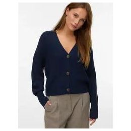 V&eacute;ro Moda Strickjacke VERO MODA "VMLEA LS V-NECK CUFF CARDIGAN NOOS", Damen, Gr. M, navy blazer, Strick, Obermaterial: 100% Polyacryl, unifarben, regular fit normal, V-Ausschnitt, Rippb&uuml;ndchen, Strickjacken Strickjacke, Rippstrick