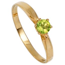 Jobo Damen Goldring, 58, Gelbgold 585, gelb, Gelbgold 585, Fingerringe, 585 Gold mit Peridot