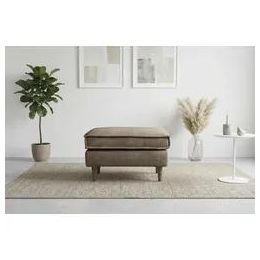 Polsterhocker Home Affaire "Pinto Skandi", braun, B:76cm H:45cm T:56cm, 100% Polyester, Hocker, Polsterhocker, mit Keder, Massivholzf&uuml;&szlig;e Eiche ger&auml;uchert