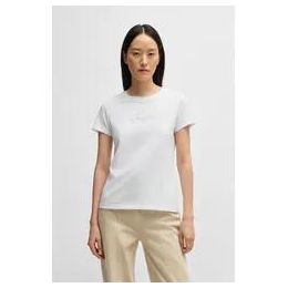 T-Shirt BOSS ORANGE "Esogo_MA_crystal Premium Damenmode", Damen, Gr. XXL (44), wei&szlig; 100, Single Jersey, Obermaterial: 100% Baumwolle, unifarben, figurbetont, Rundhals, eingesetzt eingefasste Kante, Shirts T-Shirt, mit glitzer Logoschriftzug