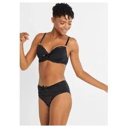 Schalen-BH bonprix, Damen, Gr. 100, Cup D, schwarz, Obermaterial: 91% Polyamid, 9% Elasthan. Futter: 83% Polyamid, 17% Elasthan. Spitze: 88% Polyamid, 12% Elasthan, BHs Schalen-BH, mit aufwendiger Verzierung, mit gepolsterten Cups