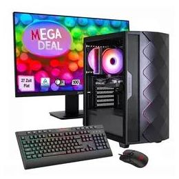 Hyrican GAMEMAX Gaming-PC-Komplettsystem "MegaDeal Diamond BK 2696 AMD Ryzen 5 5500 RTX 5050 16 GB 1TB SSD", Energieeffizienz: E (A-G), schwarz, Microsoft Windows 11 Home (64 Bit), 16 GB RAM 1.000 GB SSD, Computer_Komplettsysteme, Windows 11 + MSI PRO MP273A Monitor, 69cm (27")