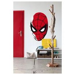 Fototapete Komar "Wandtattoo - Spider-Man Headshot - Gr&ouml;&szlig;e 125 x 125 cm", rot, B:125m H:125m, Kunststoff, Tapeten